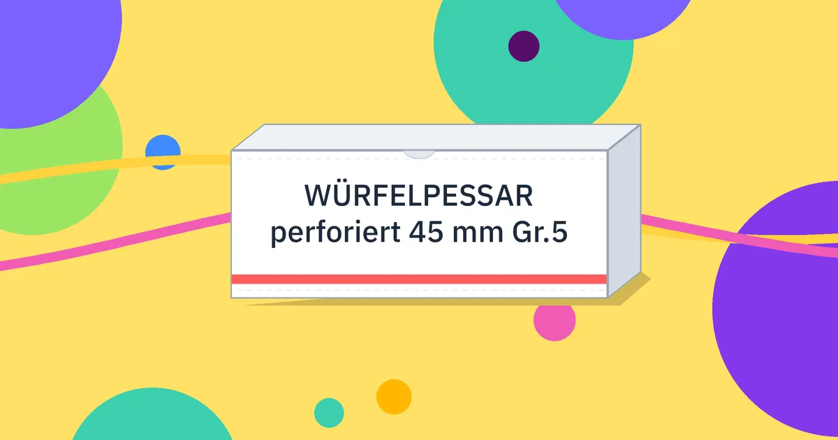 Symbolbild: Packung mit der Aufschrift WÜRFELPESSAR perforiert 45 mm Gr.5 (PZN 05907124) – Verfügbarkeit und Bezug in Apotheken in Frankfurt am Main