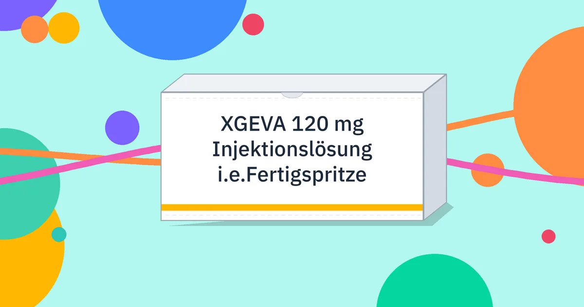 Symbolbild: Packung mit der Aufschrift XGEVA 120 mg Injektionslösung i.e.Fertigspritze (PZN 19724373) – Verfügbarkeit und Bezug in Apotheken in Frankfurt am Main