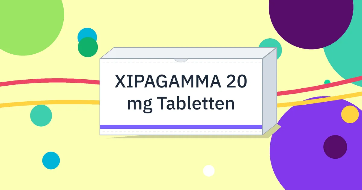 Symbolbild: Packung mit der Aufschrift XIPAGAMMA 20 mg Tabletten (PZN 16013536) – Verfügbarkeit und Bezug in Apotheken in Frankfurt am Main