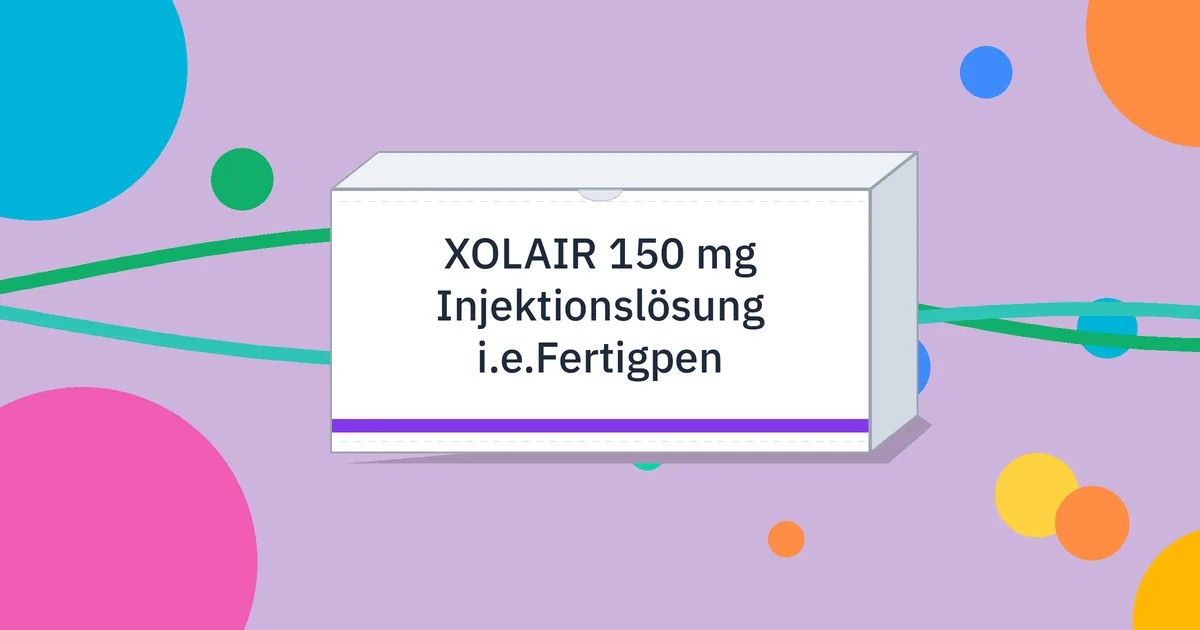 Symbolbild: Packung mit der Aufschrift XOLAIR 150 mg Injektionslösung i.e.Fertigpen (PZN 19525314) – Verfügbarkeit und Bezug in Apotheken in Frankfurt am Main