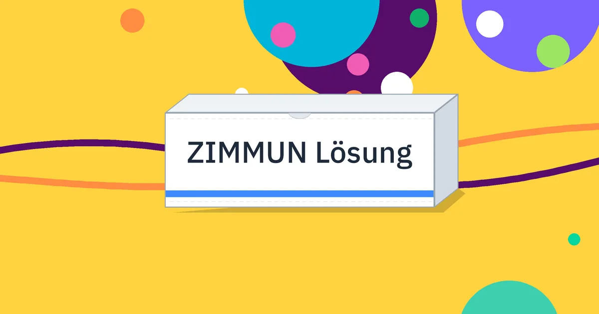 Symbolbild: Packung mit der Aufschrift ZIMMUN Lösung (PZN 05023098) – Verfügbarkeit und Bezug in Apotheken in Frankfurt am Main