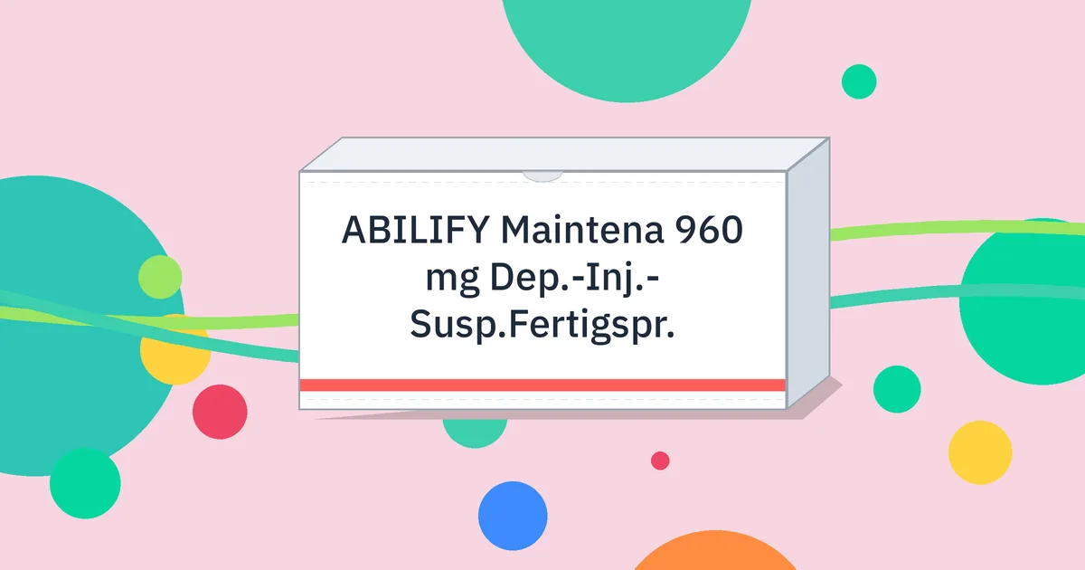 Symbolbild: Packung mit der Aufschrift ABILIFY Maintena 960 mg Dep.-Inj.-Susp.Fertigspr. (PZN 19507776) – Verfügbarkeit und Bezug in Apotheken in Frankfurt am Main