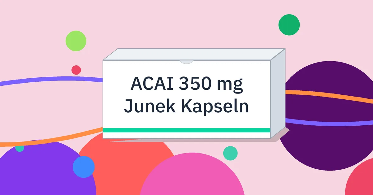 Symbolbild: Packung mit der Aufschrift ACAI 350 mg Junek Kapseln (PZN 10337628) – Verfügbarkeit und Bezug in Apotheken in Frankfurt am Main