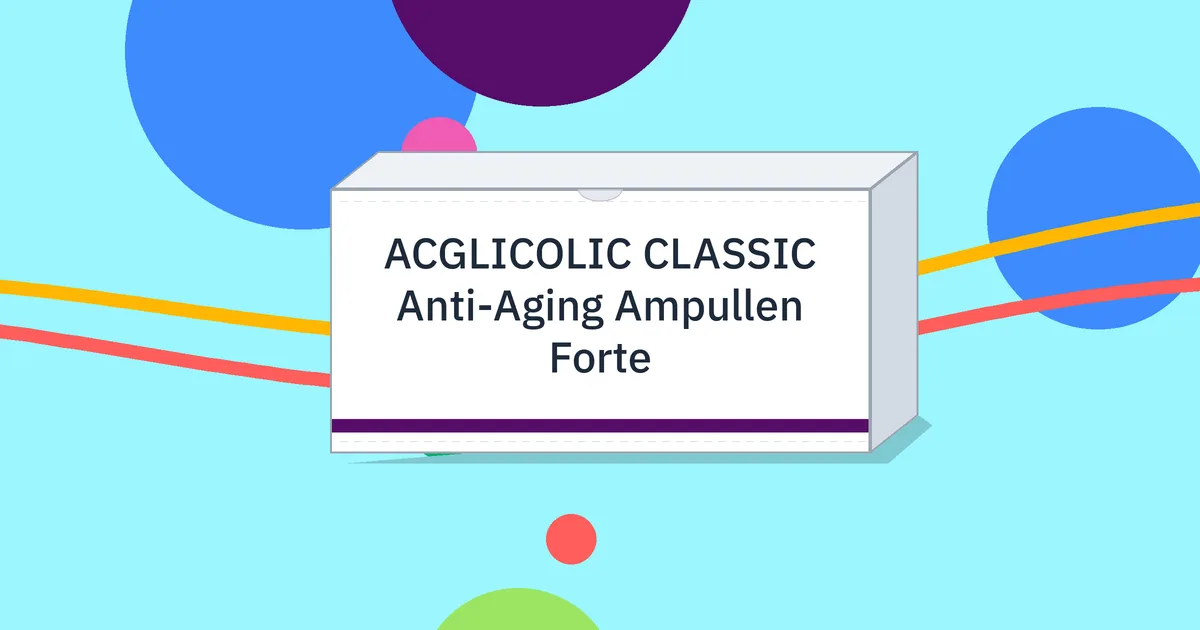 Symbolbild: Packung mit der Aufschrift ACGLICOLIC CLASSIC Anti-Aging Ampullen Forte (PZN 18139810) – Verfügbarkeit und Bezug in Apotheken in Frankfurt am Main