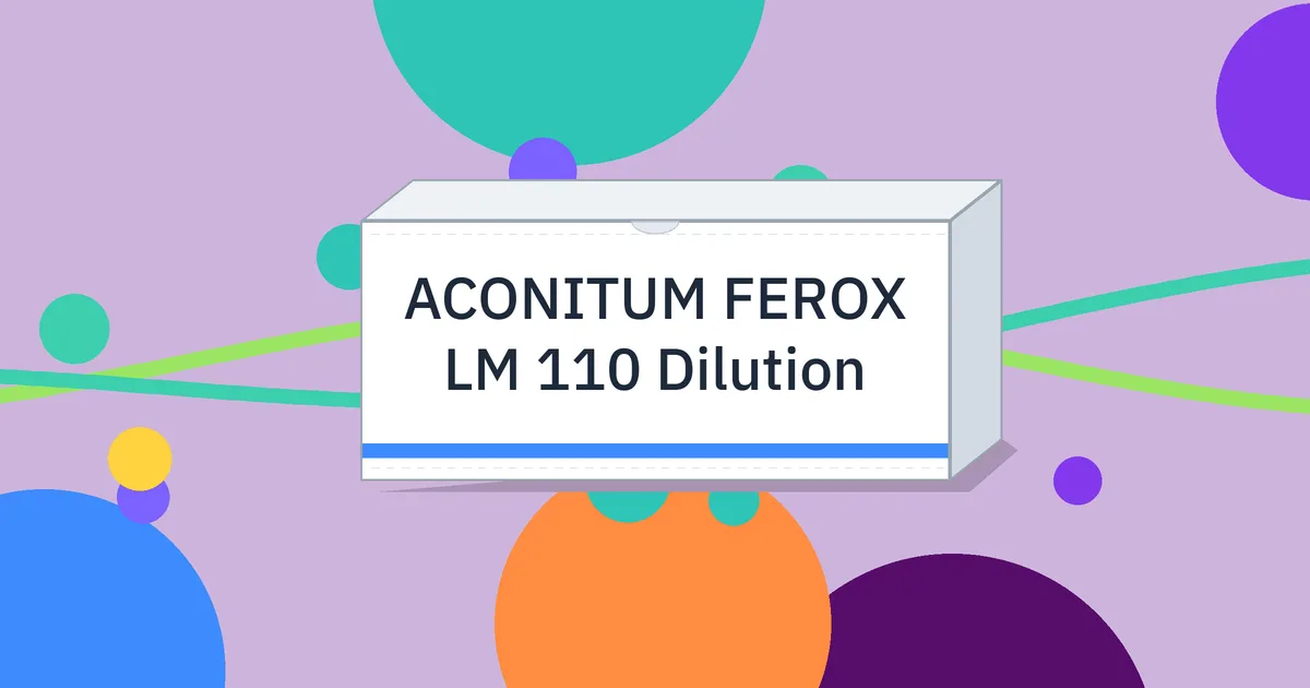 Symbolbild: Packung mit der Aufschrift ACONITUM FEROX LM 110 Dilution (PZN 13291252) – Verfügbarkeit und Bezug in Apotheken in Frankfurt am Main