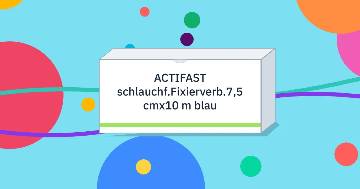 Symbolbild: Packung mit der Aufschrift ACTIFAST schlauchf.Fixierverb.7,5 cmx10 m blau (PZN 19453193) – Verfügbarkeit und Bezug in Apotheken in Frankfurt am Main