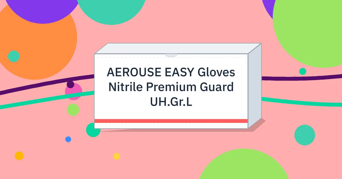 Symbolbild: Packung mit der Aufschrift AEROUSE EASY Gloves Nitrile Premium Guard UH.Gr.L (PZN 11108031) – Verfügbarkeit und Bezug in Apotheken in Frankfurt am Main