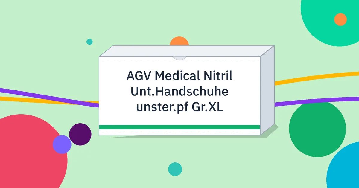 Symbolbild: Packung mit der Aufschrift AGV Medical Nitril Unt.Handschuhe unster.pf Gr.XL (PZN 20202303) – Verfügbarkeit und Bezug in Apotheken in Frankfurt am Main