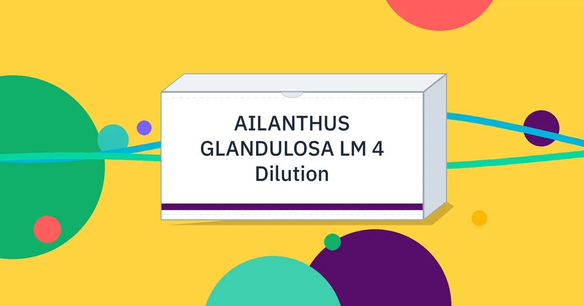 Symbolbild: Packung mit der Aufschrift AILANTHUS GLANDULOSA LM 4 Dilution (PZN 13307740) – Verfügbarkeit und Bezug in Apotheken in Frankfurt am Main