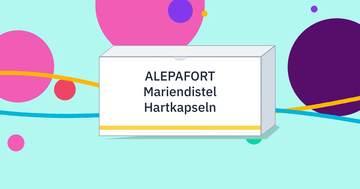 Symbolbild: Packung mit der Aufschrift ALEPAFORT Mariendistel Hartkapseln (PZN 03425852) – Verfügbarkeit und Bezug in Apotheken in Frankfurt am Main