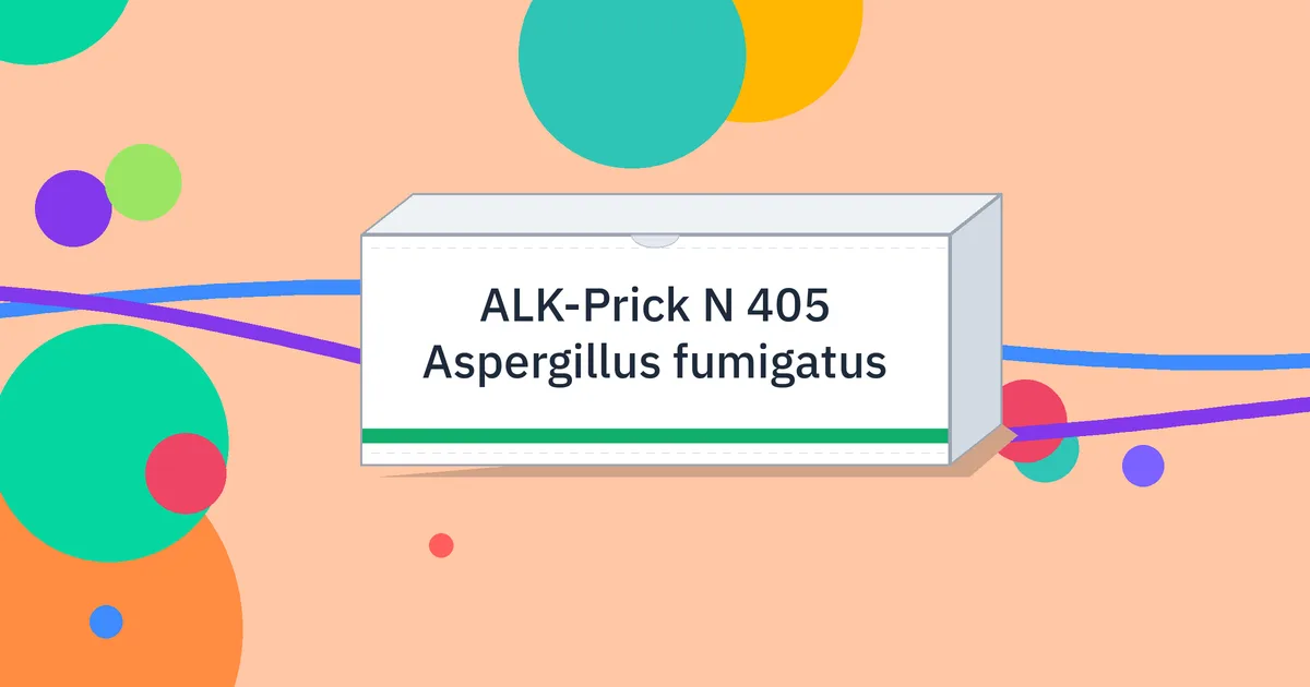 Symbolbild: Packung mit der Aufschrift ALK-Prick N 405 Aspergillus fumigatus (PZN 02519479) – Verfügbarkeit und Bezug in Apotheken in Frankfurt am Main