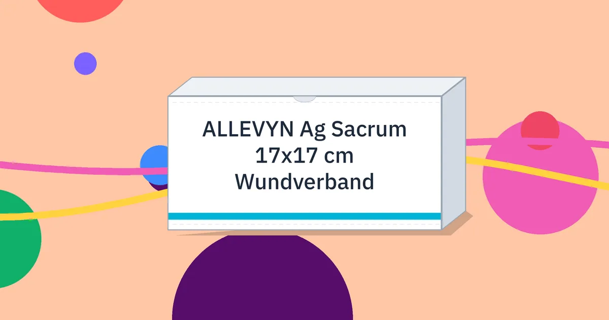 Symbolbild: Packung mit der Aufschrift ALLEVYN Ag Sacrum 17x17 cm Wundverband (PZN 14329672) – Verfügbarkeit und Bezug in Apotheken in Frankfurt am Main
