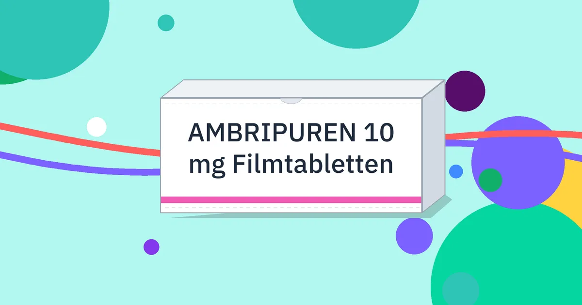 Symbolbild: Packung mit der Aufschrift AMBRIPUREN 10 mg Filmtabletten (PZN 18653464) – Verfügbarkeit und Bezug in Apotheken in Frankfurt am Main