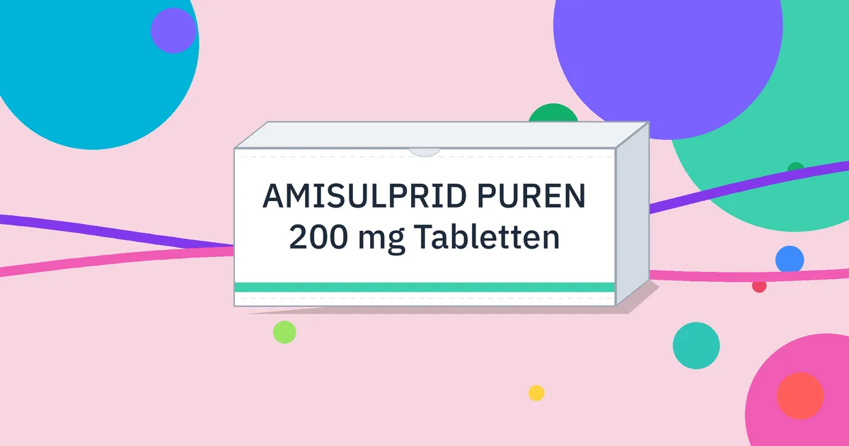 Symbolbild: Packung mit der Aufschrift AMISULPRID PUREN 200 mg Tabletten (PZN 13655524) – Verfügbarkeit und Bezug in Apotheken in Frankfurt am Main