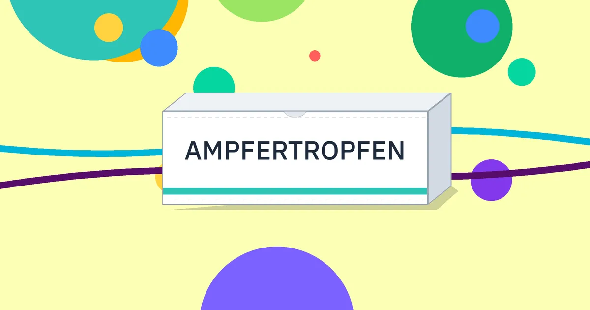 Symbolbild: Packung mit der Aufschrift AMPFERTROPFEN (PZN 12495998) – Verfügbarkeit und Bezug in Apotheken in Frankfurt am Main