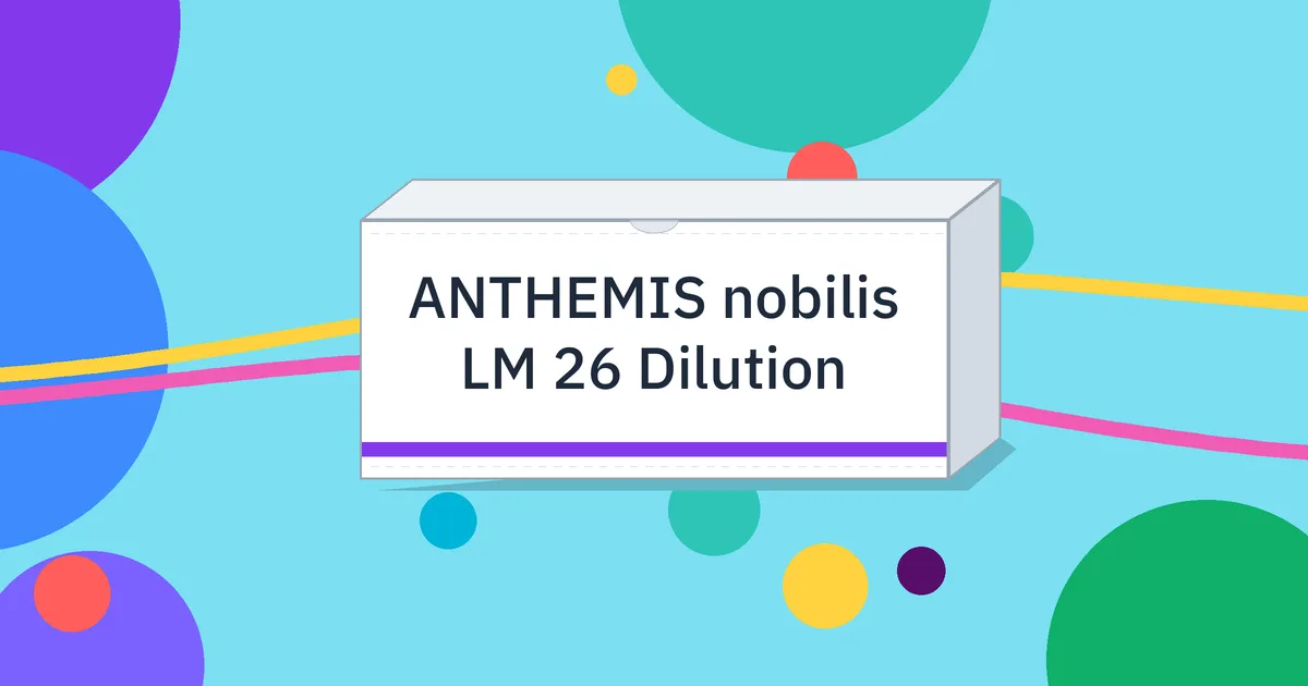 Symbolbild: Packung mit der Aufschrift ANTHEMIS nobilis LM 26 Dilution (PZN 12763507) – Verfügbarkeit und Bezug in Apotheken in Frankfurt am Main