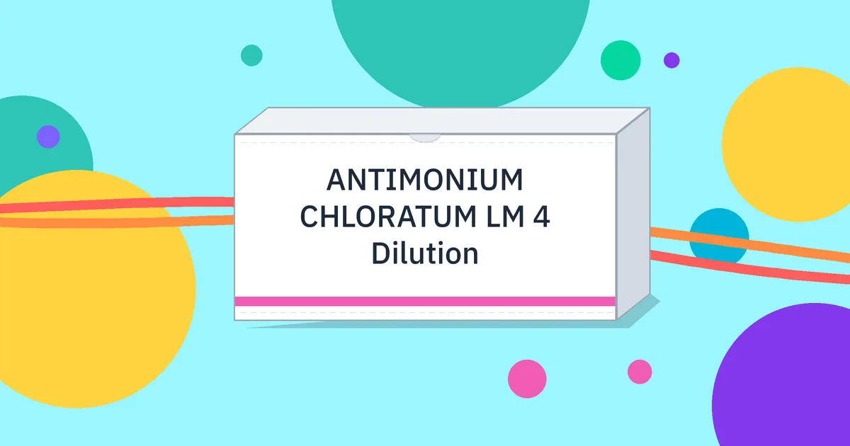 Symbolbild: Packung mit der Aufschrift ANTIMONIUM CHLORATUM LM 4 Dilution (PZN 13372536) – Verfügbarkeit und Bezug in Apotheken in Frankfurt am Main