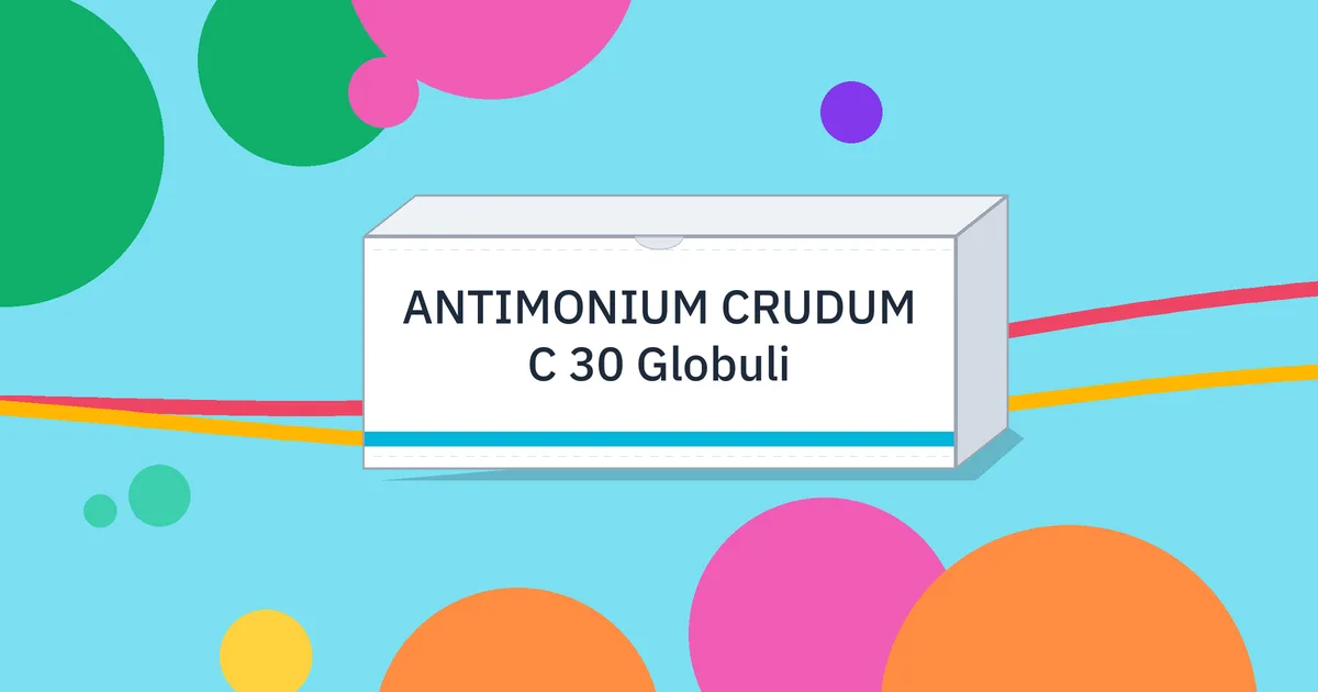 Symbolbild: Packung mit der Aufschrift ANTIMONIUM CRUDUM C 30 Globuli (PZN 19417197) – Verfügbarkeit und Bezug in Apotheken in Frankfurt am Main