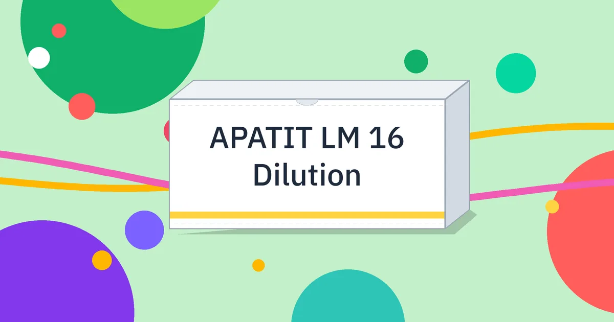Symbolbild: Packung mit der Aufschrift APATIT LM 16 Dilution (PZN 13377404) – Verfügbarkeit und Bezug in Apotheken in Frankfurt am Main
