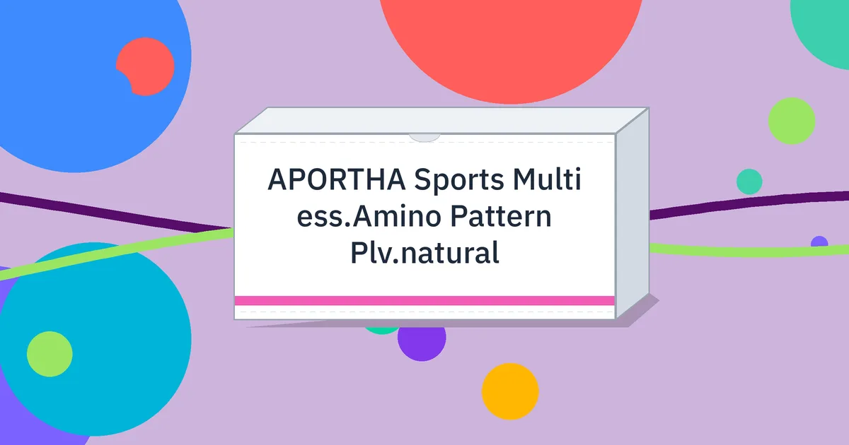 Symbolbild: Packung mit der Aufschrift APORTHA Sports Multi ess.Amino Pattern Plv.natural (PZN 17621143) – Verfügbarkeit und Bezug in Apotheken in Frankfurt am Main