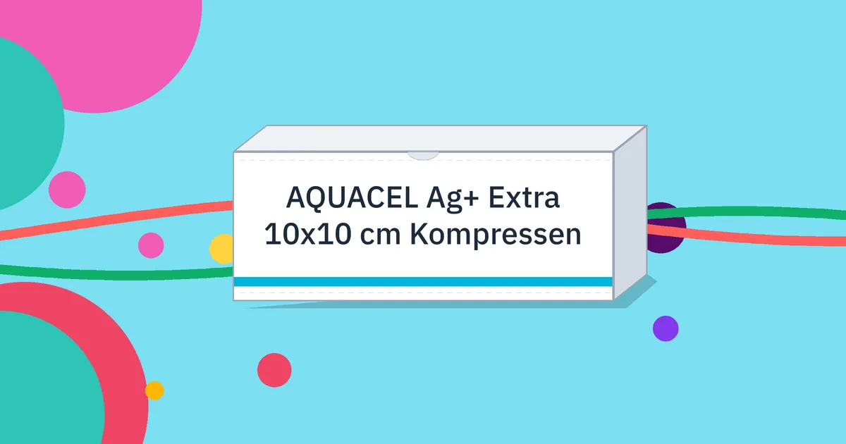 Symbolbild: Packung mit der Aufschrift AQUACEL Ag+ Extra 10x10 cm Kompressen (PZN 16656783) – Verfügbarkeit und Bezug in Apotheken in Frankfurt am Main