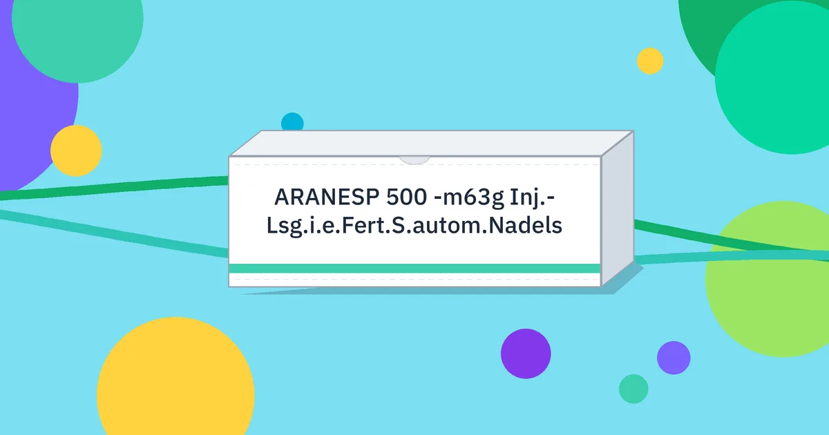 Symbolbild: Packung mit der Aufschrift ARANESP 500 -m63g Inj.-Lsg.i.e.Fert.S.autom.Nadels (PZN 20379579) – Verfügbarkeit und Bezug in Apotheken in Frankfurt am Main