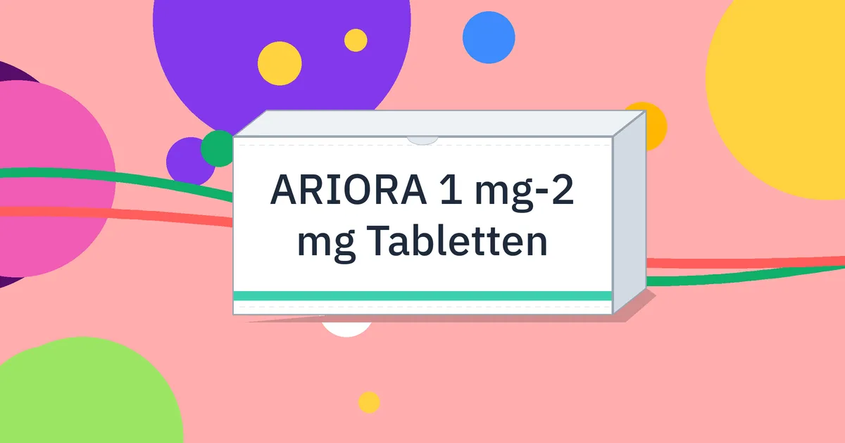 Symbolbild: Packung mit der Aufschrift ARIORA 1 mg-2 mg Tabletten (PZN 12903865) – Verfügbarkeit und Bezug in Apotheken in Frankfurt am Main