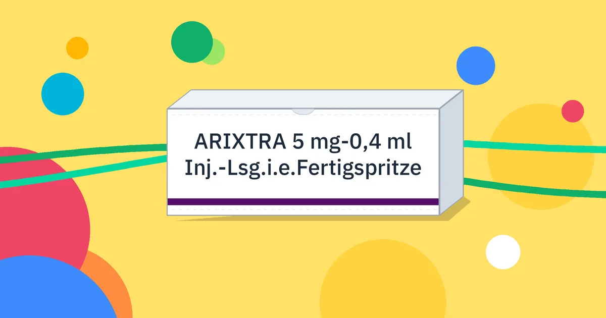 Symbolbild: Packung mit der Aufschrift ARIXTRA 5 mg-0,4 ml Inj.-Lsg.i.e.Fertigspritze (PZN 06939391) – Verfügbarkeit und Bezug in Apotheken in Frankfurt am Main