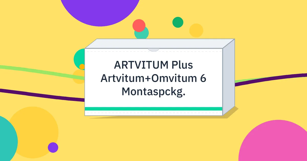 Symbolbild: Packung mit der Aufschrift ARTVITUM Plus Artvitum+Omvitum 6 Montaspckg. (PZN 03342669) – Verfügbarkeit und Bezug in Apotheken in Frankfurt am Main