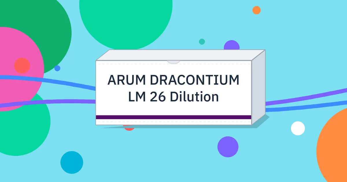 Symbolbild: Packung mit der Aufschrift ARUM DRACONTIUM LM 26 Dilution (PZN 13395477) – Verfügbarkeit und Bezug in Apotheken in Frankfurt am Main
