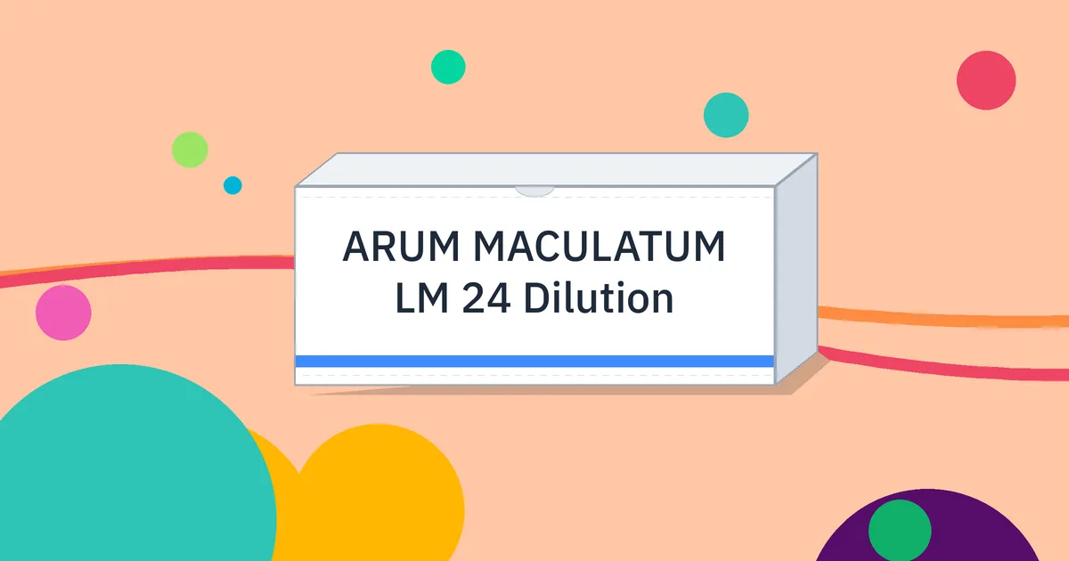 Symbolbild: Packung mit der Aufschrift ARUM MACULATUM LM 24 Dilution (PZN 13396502) – Verfügbarkeit und Bezug in Apotheken in Frankfurt am Main