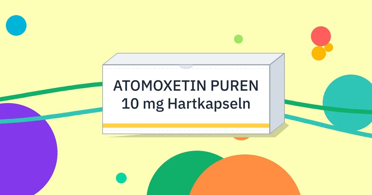 Symbolbild: Packung mit der Aufschrift ATOMOXETIN PUREN 10 mg Hartkapseln (PZN 14375519) – Verfügbarkeit und Bezug in Apotheken in Frankfurt am Main