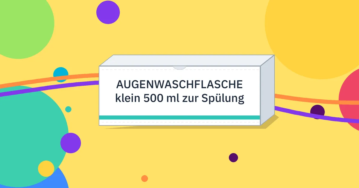 Symbolbild: Packung mit der Aufschrift AUGENWASCHFLASCHE klein 500 ml zur Spülung (PZN 10402076) – Verfügbarkeit und Bezug in Apotheken in Frankfurt am Main