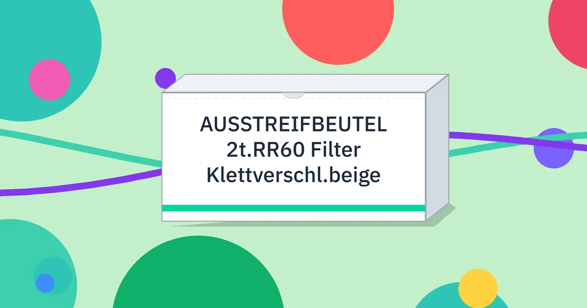 Symbolbild: Packung mit der Aufschrift AUSSTREIFBEUTEL 2t.RR60 Filter Klettverschl.beige (PZN 10204838) – Verfügbarkeit und Bezug in Apotheken in Frankfurt am Main