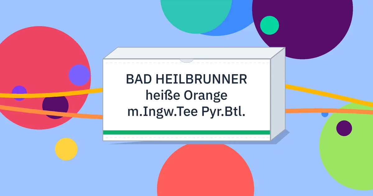 Symbolbild: Packung mit der Aufschrift BAD HEILBRUNNER heiße Orange m.Ingw.Tee Pyr.Btl. (PZN 17395563) – Verfügbarkeit und Bezug in Apotheken in Frankfurt am Main