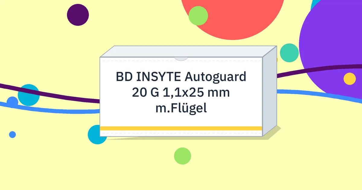 Symbolbild: Packung mit der Aufschrift BD INSYTE Autoguard 20 G 1,1x25 mm m.Flügel (PZN 01318678) – Verfügbarkeit und Bezug in Apotheken in Frankfurt am Main