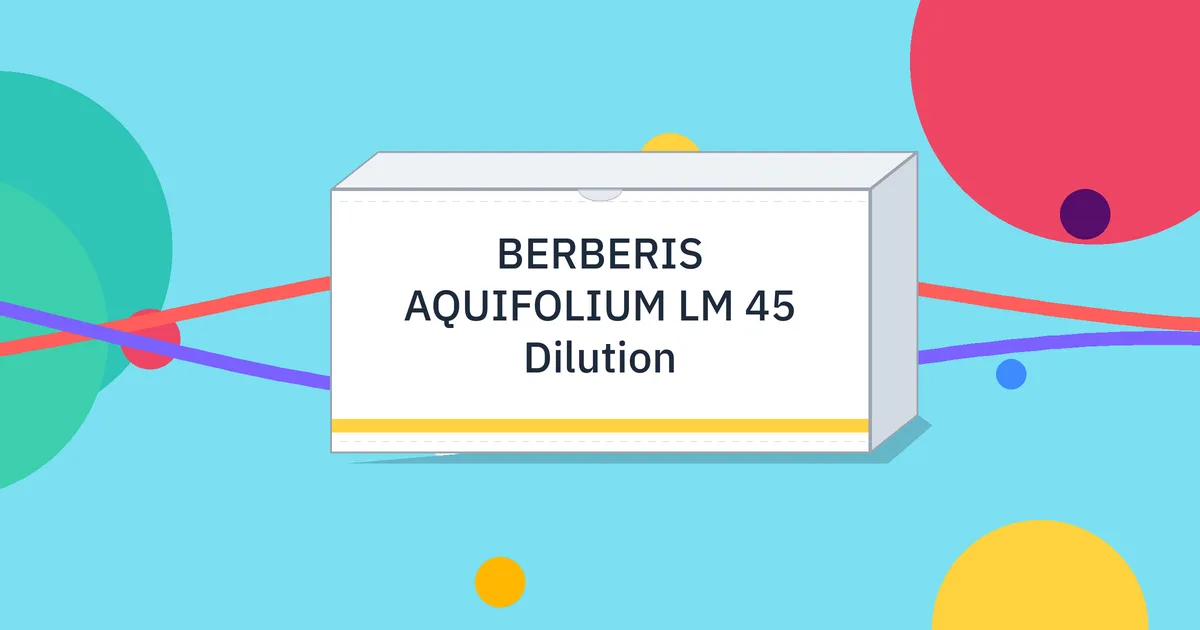 Symbolbild: Packung mit der Aufschrift BERBERIS AQUIFOLIUM LM 45 Dilution (PZN 13383681) – Verfügbarkeit und Bezug in Apotheken in Frankfurt am Main