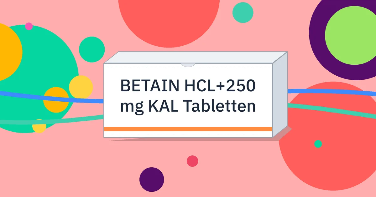 Symbolbild: Packung mit der Aufschrift BETAIN HCL+250 mg KAL Tabletten (PZN 06988716) – Verfügbarkeit und Bezug in Apotheken in Frankfurt am Main