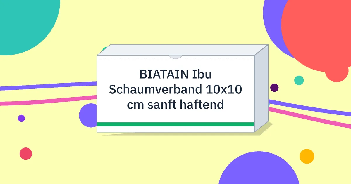 Symbolbild: Packung mit der Aufschrift BIATAIN Ibu Schaumverband 10x10 cm sanft haftend (PZN 12653612) – Verfügbarkeit und Bezug in Apotheken in Frankfurt am Main
