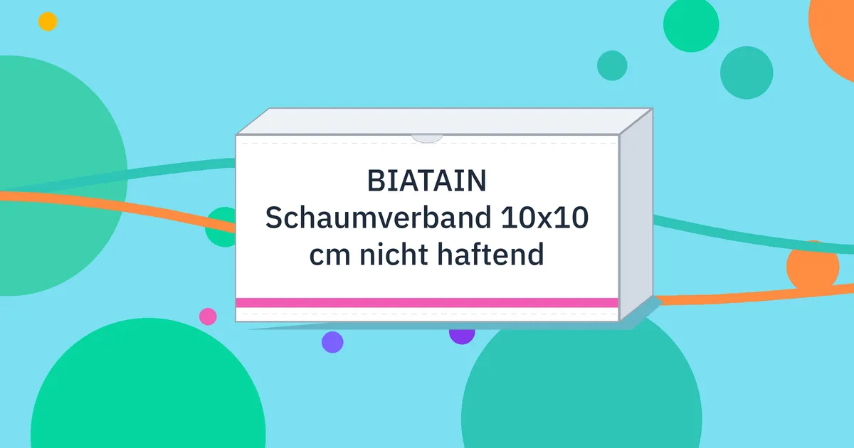 Symbolbild: Packung mit der Aufschrift BIATAIN Schaumverband 10x10 cm nicht haftend (PZN 18122637) – Verfügbarkeit und Bezug in Apotheken in Frankfurt am Main
