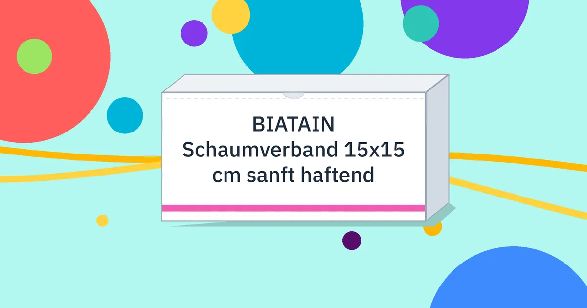 Symbolbild: Packung mit der Aufschrift BIATAIN Schaumverband 15x15 cm sanft haftend (PZN 15426207) – Verfügbarkeit und Bezug in Apotheken in Frankfurt am Main