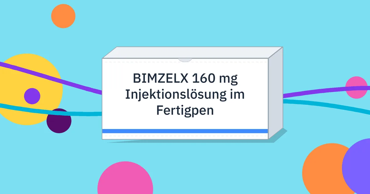 Symbolbild: Packung mit der Aufschrift BIMZELX 160 mg Injektionslösung im Fertigpen (PZN 19434652) – Verfügbarkeit und Bezug in Apotheken in Frankfurt am Main