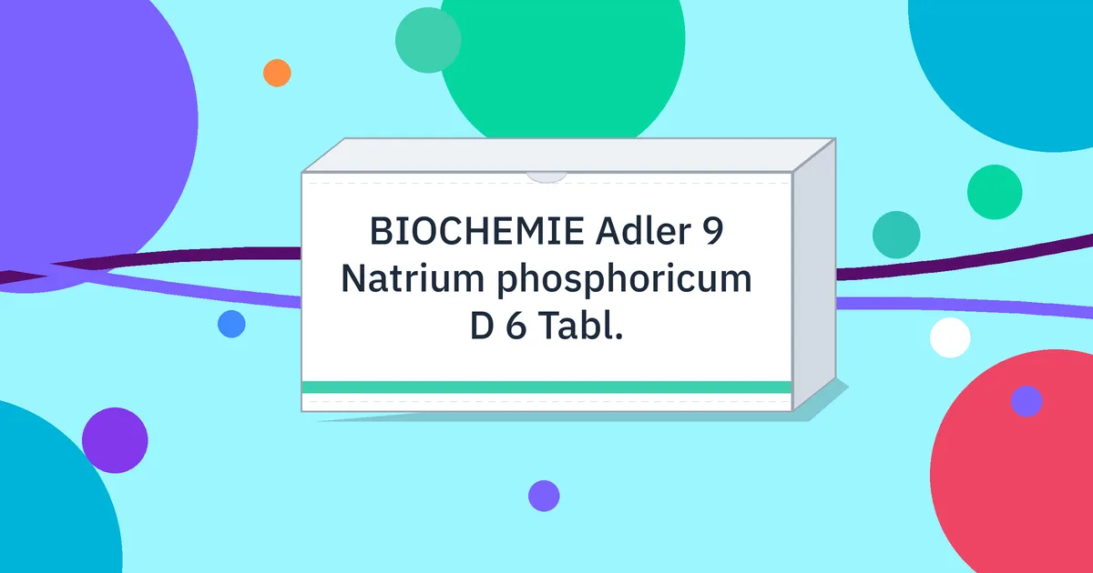 Symbolbild: Packung mit der Aufschrift BIOCHEMIE Adler 9 Natrium phosphoricum D 6 Tabl. (PZN 02727686) – Verfügbarkeit und Bezug in Apotheken in Frankfurt am Main