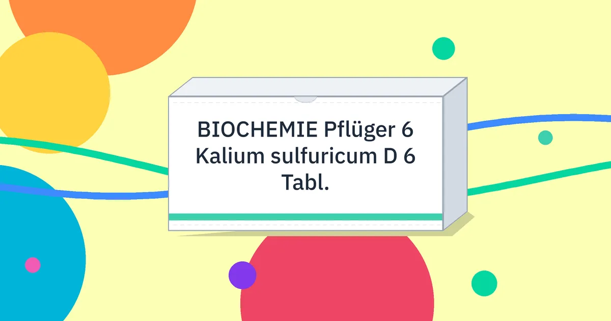 Symbolbild: Packung mit der Aufschrift BIOCHEMIE Pflüger 6 Kalium sulfuricum D 6 Tabl. (PZN 06319300) – Verfügbarkeit und Bezug in Apotheken in Frankfurt am Main