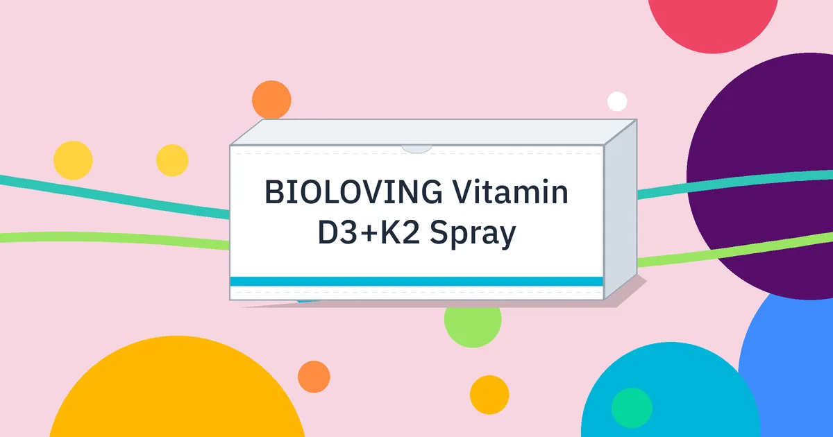 Symbolbild: Packung mit der Aufschrift BIOLOVING Vitamin D3+K2 Spray (PZN 19201149) – Verfügbarkeit und Bezug in Apotheken in Frankfurt am Main