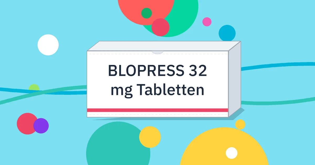 Symbolbild: Packung mit der Aufschrift BLOPRESS 32 mg Tabletten (PZN 03420903) – Verfügbarkeit und Bezug in Apotheken in Frankfurt am Main