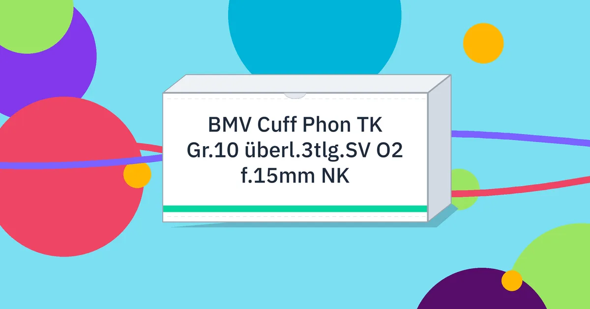 Symbolbild: Packung mit der Aufschrift BMV Cuff Phon TK Gr.10 überl.3tlg.SV O2 f.15mm NK (PZN 18383964) – Verfügbarkeit und Bezug in Apotheken in Frankfurt am Main
