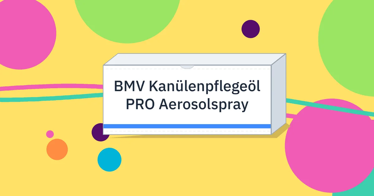 Symbolbild: Packung mit der Aufschrift BMV Kanülenpflegeöl PRO Aerosolspray (PZN 19182765) – Verfügbarkeit und Bezug in Apotheken in Frankfurt am Main