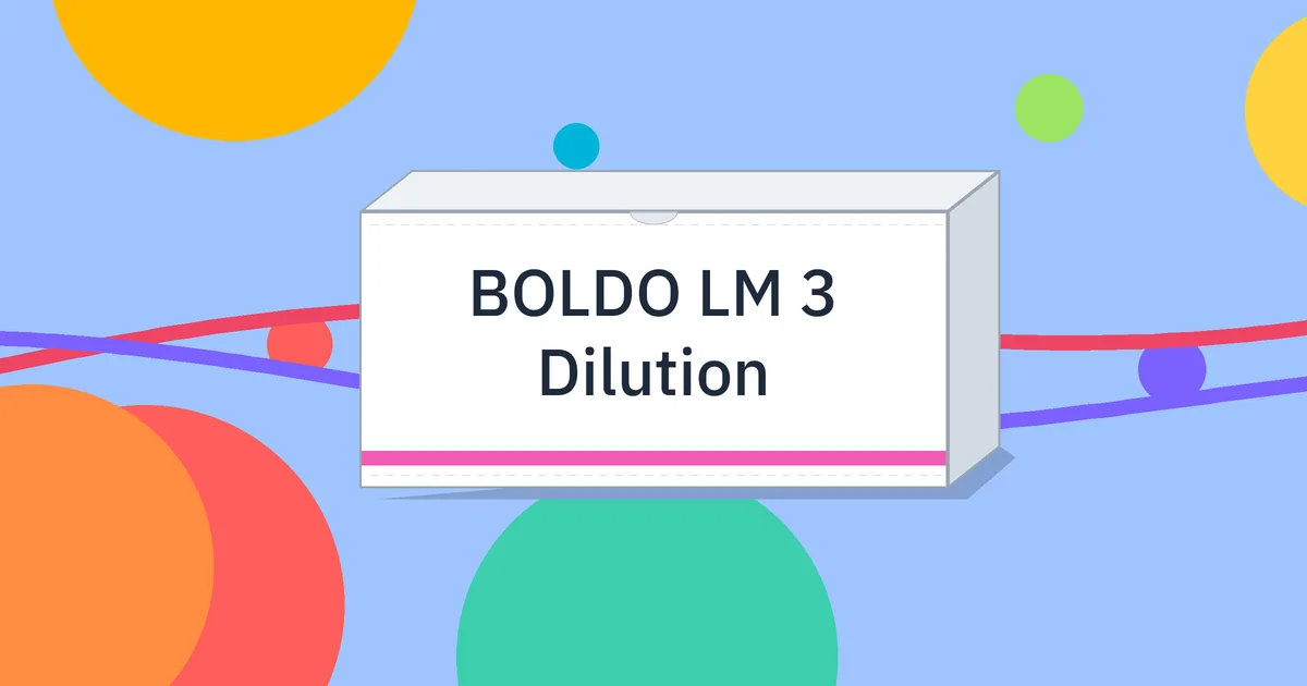 Symbolbild: Packung mit der Aufschrift BOLDO LM 3 Dilution (PZN 13390132) – Verfügbarkeit und Bezug in Apotheken in Frankfurt am Main