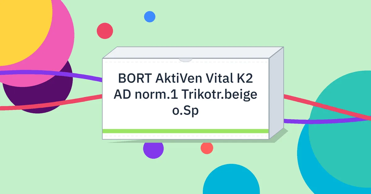 Symbolbild: Packung mit der Aufschrift BORT AktiVen Vital K2 AD norm.1 Trikotr.beige o.Sp (PZN 13726951) – Verfügbarkeit und Bezug in Apotheken in Frankfurt am Main